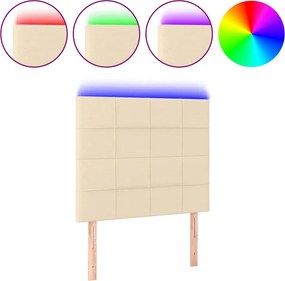Čelo postele s LED krémové 100x5x118/128 cm textil 3122419