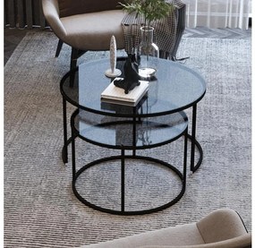 Asir | SADA 2x Konferenční stolek TOKYO pr. 60/80 cm černá | AS1570
