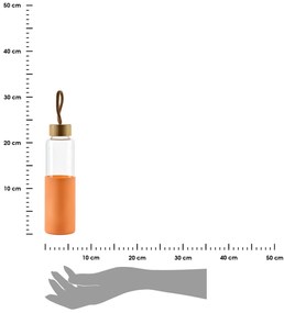 Skleněná láhev Hollie Orange 600 ml bambusové víko