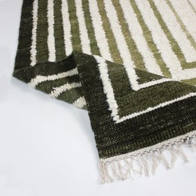 Zelený ručně tkaný koberec s příměsí vlny 140x200 cm Boucle Frame – Flair Rugs