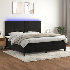 vidaXL Box spring postel s matrací a LED černá 200x200 cm samet