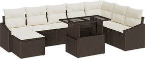 Set pohovek 9 ks Hnědá a krémová polyratan 3349054
