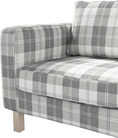 Potah na křeslo IKEA Karlstad, krátký barva šedá látka pletený vzor, vzorované
