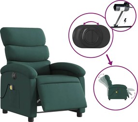 Elektrické masážní polohovací křeslo tmavě zelené textil 3203972