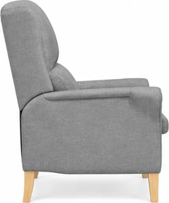 křeslo relaxační, odpočinkové, ušák, dřevo/textil, 101x95x75 cm, přírodní/světle šedá, Dekorino KR20260034