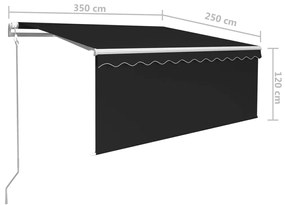 vidaXL Marketos Automatická zatahovací markýza s roletou 3,5x2,5 m antracitová