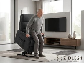 Elektrické polohovací TV křeslo NORMAN - šedá látka
