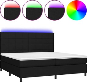 Box spring postel s matrací a LED černá 200x200 cm textil 3134903