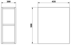 Sapho, ODETTA skříňka spodní policová 20x50x43,5cm, bílá lesk, DT200-3030