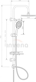 Invena Corso, sprchový sloup s poličkou, chromová, INV-AU-23-001-C