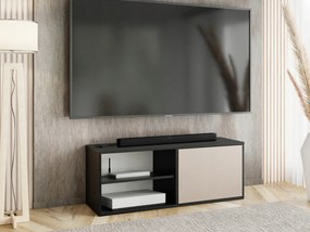 TV skříňka EDI 2 kašmír + černý otevřená TV skříňka s policí