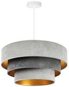 Závěsné svítidlo MEDIOLAN, 1x světle šedé/šedé/zlaté textilní stínítko (výběr ze 2 barev konstrukce)
