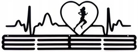 Walenty Kovový nástěnný věšák na medaile běh žena délka 60cm černý