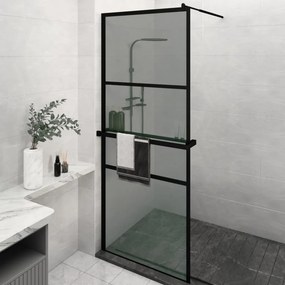 Zástěna do průchozí sprchy s policí černá 80x195 cm ESG/hliník 3185454