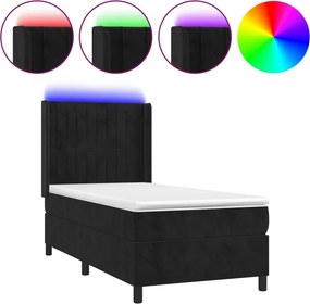 Box spring postel s matrací a LED černá 80 x 200 cm samet 3139651