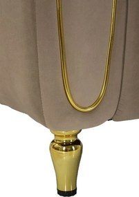 Designové sametové křeslo Alma šedobéžové/zlaté