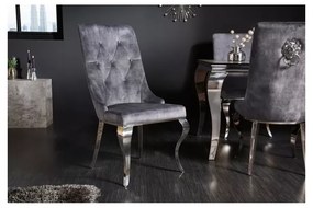 Massive home | 2SET zámecká židle MODERN BAROCCO S RUKOJETÍ šedá samet