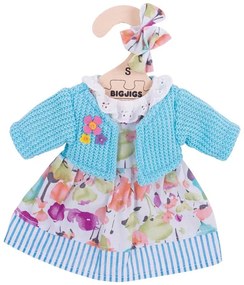 Bigjigs Toys Tyrkysové šaty se svetrem pro panenku 28 cm