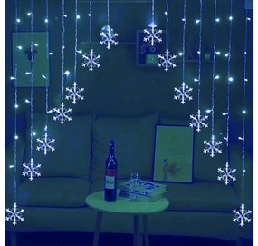 Vánoční LED světelný závěs ve tvaru V se sněhovými vločkami 152 LED, 3m, různé barvy na výběr Barva: Teplá bílá
