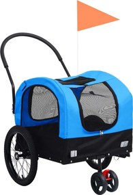 vidaXL Vozík pro psa za kolo a na běhání 2 v 1 modrý a černý [92437] Barva: Modrá a černá