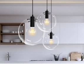 Toolight Závěsné skleněné stropní svítidlo Lassi Black 20 cm