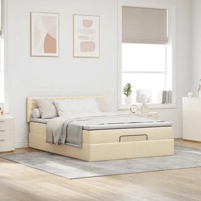 Osmanská postel s matrací &amp; LEDs Cream 140x190 cm Látka 3312476