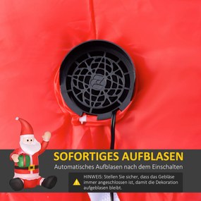 Aosom Santa Claus Vánoční dekorace, 1,2 m, samofukovací, LED, včetně ventilátoru, červená + bílá