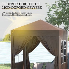 Outsunny skládací altán 2x2m se 4 bočními stěnami a okny, UV ochrana, zahradní stan včetně tašky na přenášení, robustní ocel Oxford, bílý