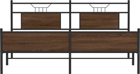 Kovový rám postele bez matrace hnědý dub 160 x 200 cm 3325135