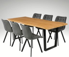 Vikio Jídelní set pro 6 osob 180x90 cm dub noha U šedá židle VJS158-6S-S