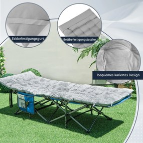 Costway Bavlněný polštář na táborák 7 cm silná matrace se 4 upevňovacími popruhy