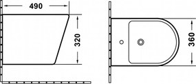Erga Vento, závěsný bidet 485x360x320 mm, černá matná, ERG-V03-VENTO-BD-BK