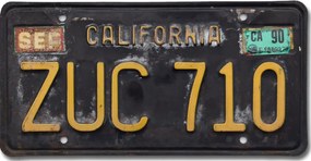 Americká SPZ California 1963 Black ZUC 710