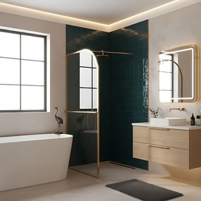 Rea Sky, sprchová zástěna Walk-In 100x200 cm, zlatá matná, REA-K4330