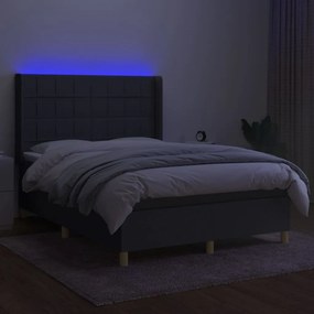 Box spring postel s matrací a LED tmavě šedá 140x190 cm textil 3138870