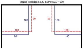 ARTTEC Sprchový kout obdélníkový SMARAGD 100 x 90 x 195 cm čiré sklo PAN01245