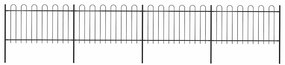 Zahradní plot s obloukem nahoře ocelový 671 x 100 cm černý 277659