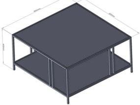 Konferenční stolek Uranus Black s transparentním sklem