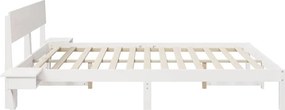 Rám postele s čelo Bílá 200 x 200 cm Masivní borové dřevo 3385749