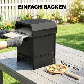 venkovní pec na pizzu 3 v 1 Pec na pizzu na dřevo Dvouúrovňová pec s úchyty na pizza kámen Loupací deska na pizzu