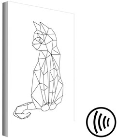 Obraz Geometrická kočka (1-dílný) svislý - černo-bílý obrys kočky