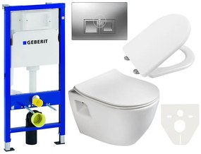 AKCE/SET/LIVERO Geberit - Modul pro závěsné WC Duofix Delta 12 s tlačítkem Delta50, matná chrom + PAULA závěsná WC mísa, 35,5x50cm, bílá + LENA WC se…
