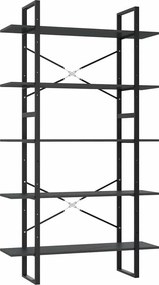 Knihovna s 5 policemi šedá 100 x 30 x 175 cm borové dřevo 3082000