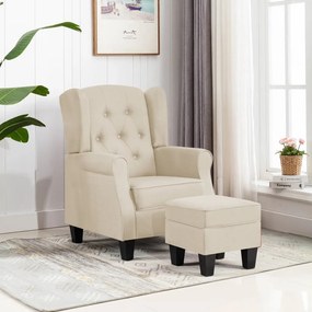 Křeslo s podnožkou krémové textil 320160