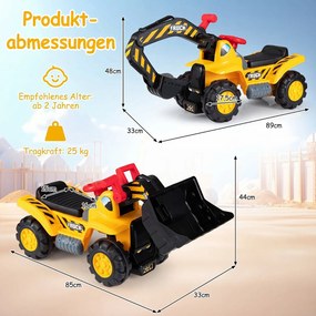Costway 3 v 1 Dětský bagr a buldozer Dětský pojízdný vůz s odnímatelnou lopatou