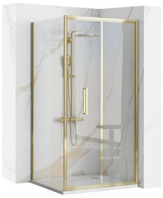 Sprchový kout REA RAPID FOLD 100/dveře x 90/zástěna cm, zlatý