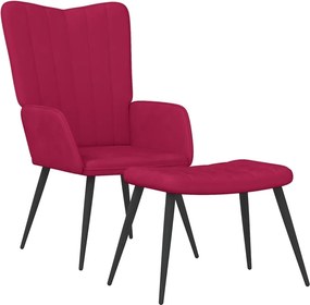 Relaxační křeslo se stoličkou vínové samet 327693