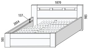 Postel Valencia senior s úložným prostorem Domestav č.191 Materiál: Buk cink, Povrchová úprava: Olej, Specifikace: 180x200