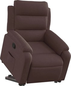 Zvedací polohovací křeslo tmavě hnědé textil 3204985