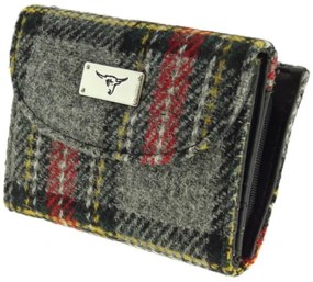 Peněženka Jura Harris Tweed Grey Red Tartan - Glen Appin
